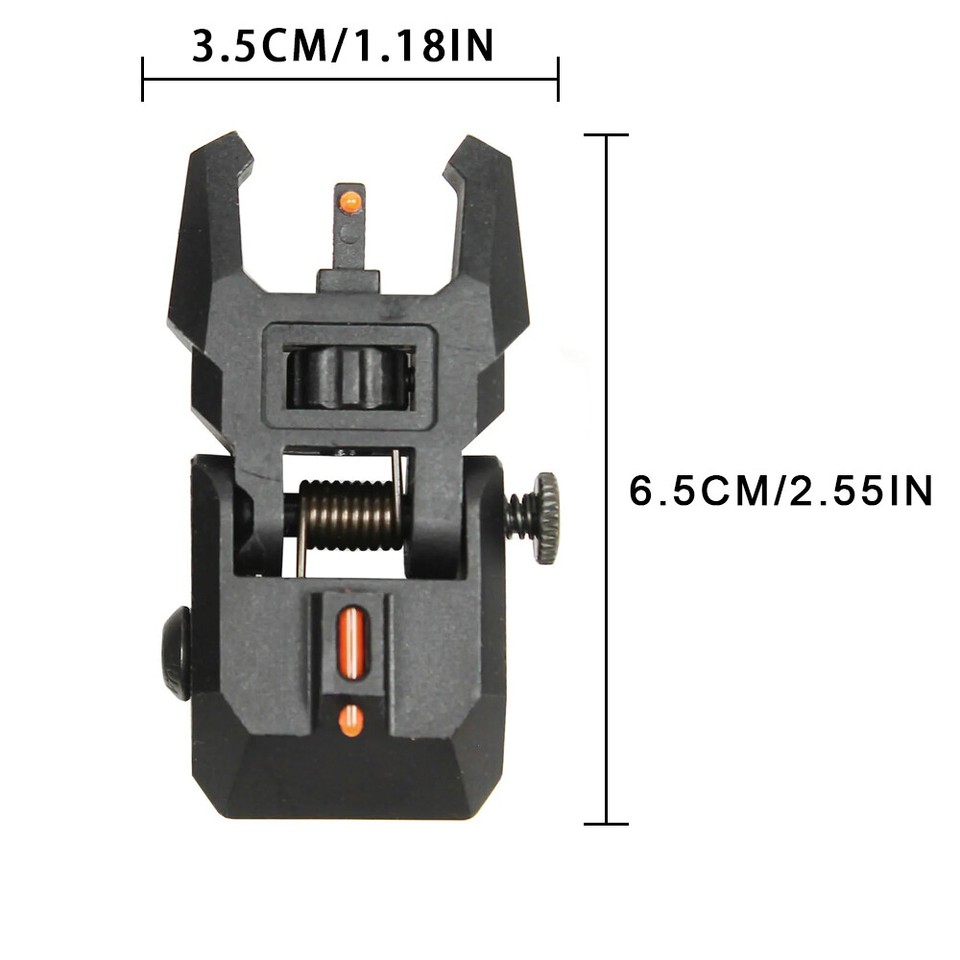 Rear Sight Fiber Optics Dual Aiming And Foldable Iron Sights Flip-up ...