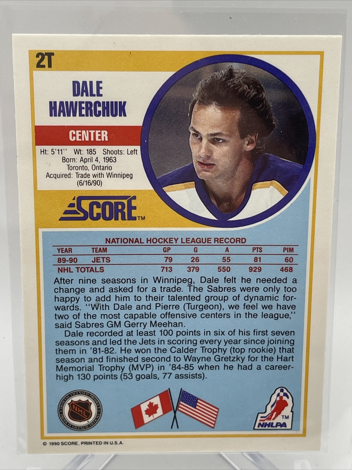 1990-91 Score Rookie & Traded - #2T Dale Hawerchuk for sale online | eBay