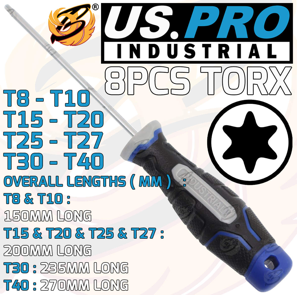 US PRO Magnetic TORX Screwdriver Set Star Tork Tool Set T8 - T40 Torx ...