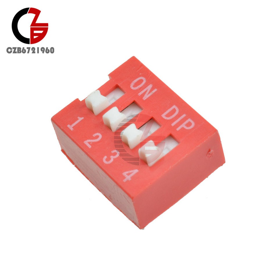 10Pcs Slide Type Switch 2.54mm 4-Bit 4 Position Way DIP Red Pitch ...