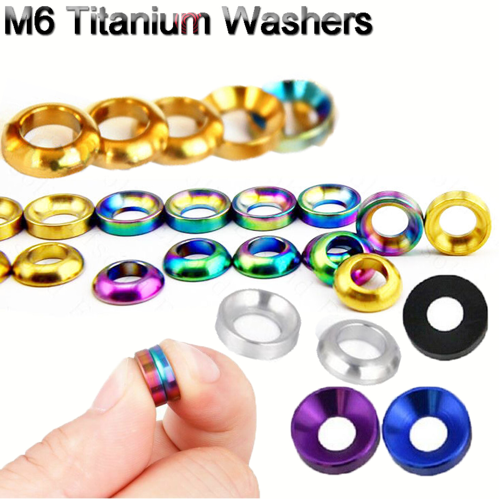 2/4pc GR5 Titanium Washers Ti M6 Concave/Convex Washer For Bicycle ...