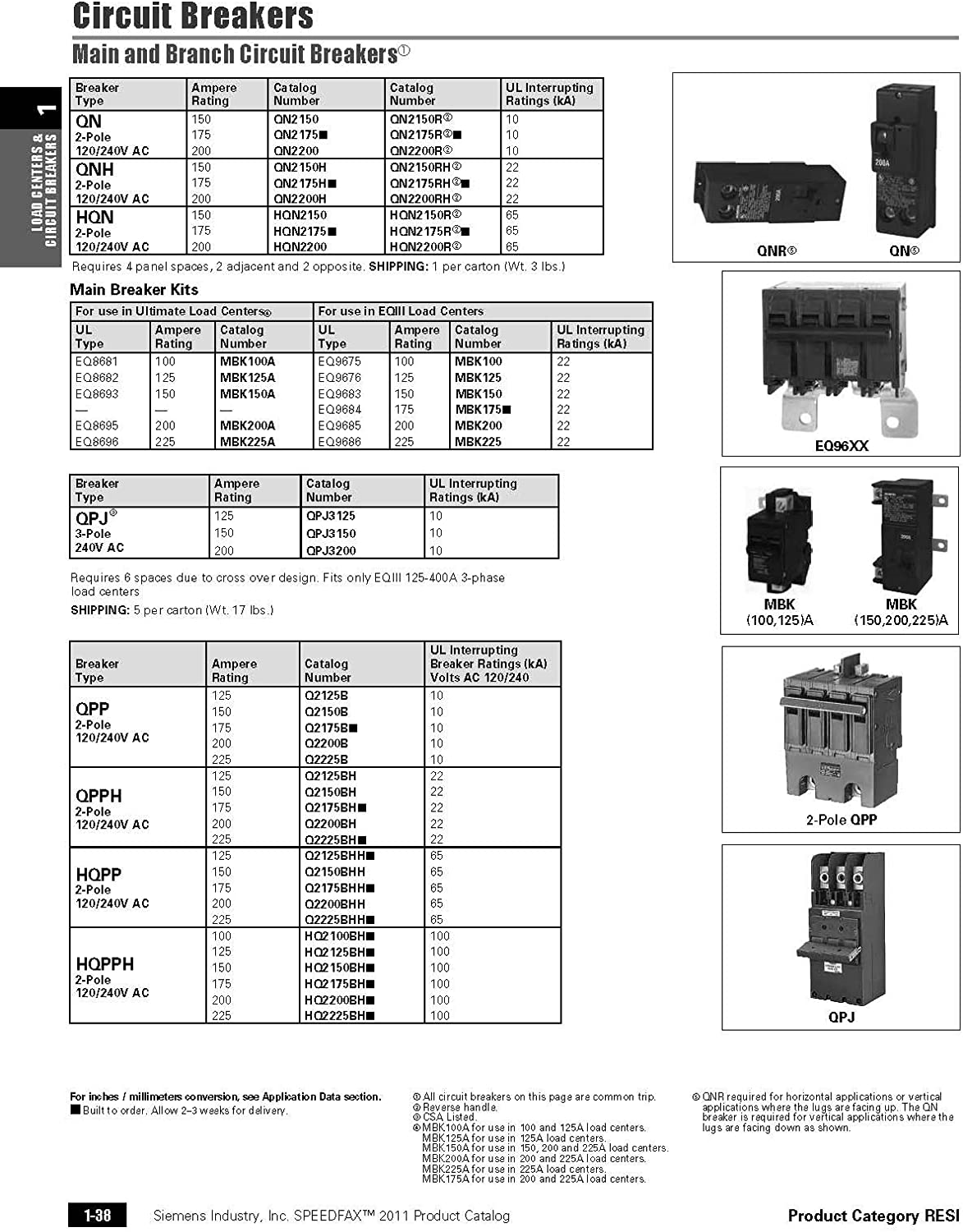 Siemens MBK100A 100A Main Breaker Conversion Kit - Black for sale ...