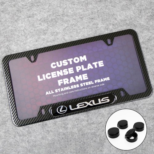 For Lexus Sport Front or Rear Carbon Fiber Texture License Plate Frame ...