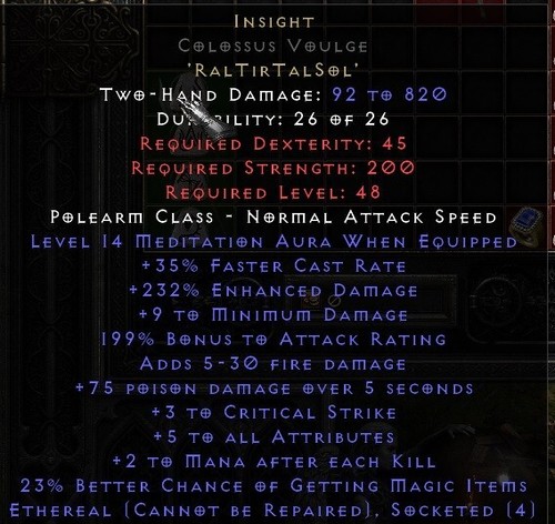 New Ladder S3 - Insight Runeword Ethereal - Diablo 2 Resurrected D2R ...