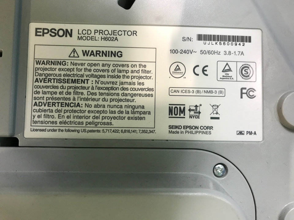EPSON LCD POWERLITE 585W / H602A PROJECTOR* - VARIOUS LAMP HRS. | eBay