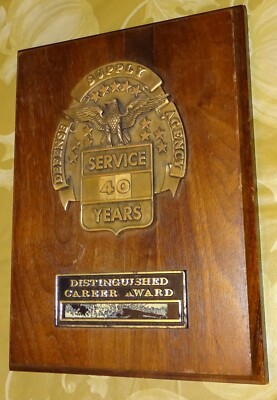 Defense Supply Agency 40-Years Service Award (Walnut Plaque with Brass ...