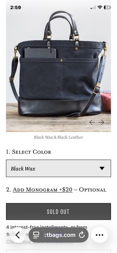 Artifact Bag Co. Crossbody Shoulder Bag Black Waxed Canvas And Leather ...