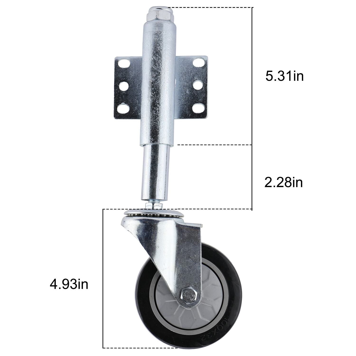 2" PU Gate Wheel Spring Loaded Swivel Caster Heavy Duty 110lbs Load ...