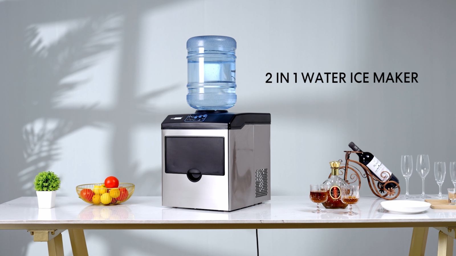 2 in 1 Countertop Ice Cube Maker 48lbs/Day with Water Dispenser Combo ...