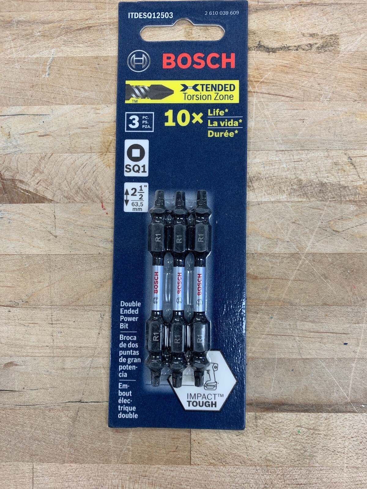 Bosch Impact Bits 3 pack SQ1 R1 Torsion 2.5'' ITDESQ12503 Double Ended ...