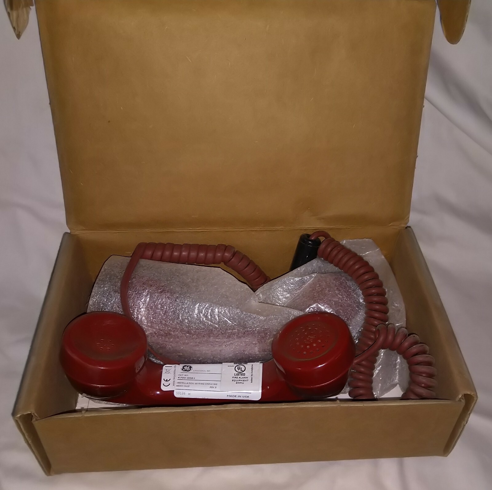 EDWARDS / GE SECURITY 6700-0061 FIRE ALARM PHONE RED PORTABLE HANDSET ...