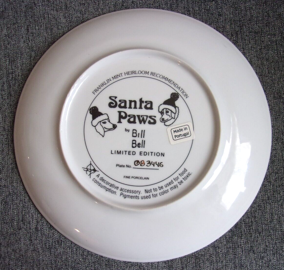 Vintage “Santa Paws” Christmas Dogs Porcelain Plate by Bill Bell ...