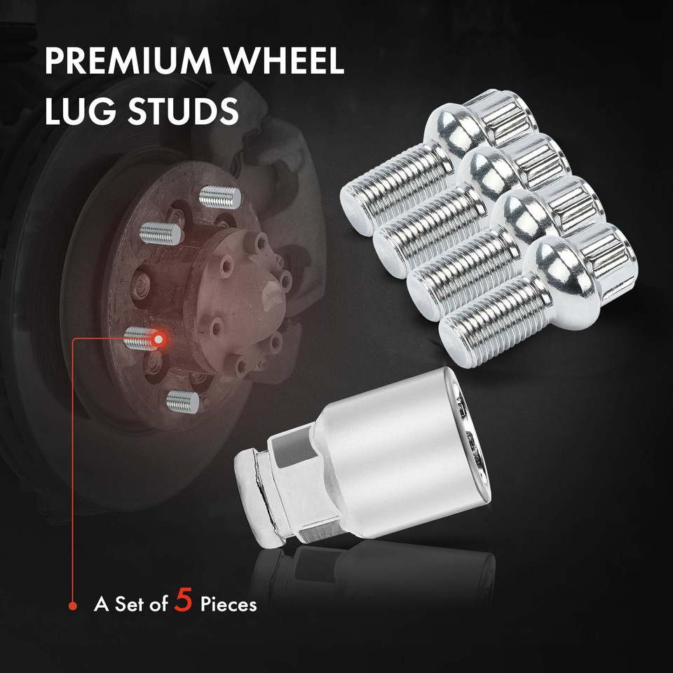 4x M14x1.5mm Wheel Lock Stud Bolt &1x Key for Audi A3 A4 A6 TT Porsche ...