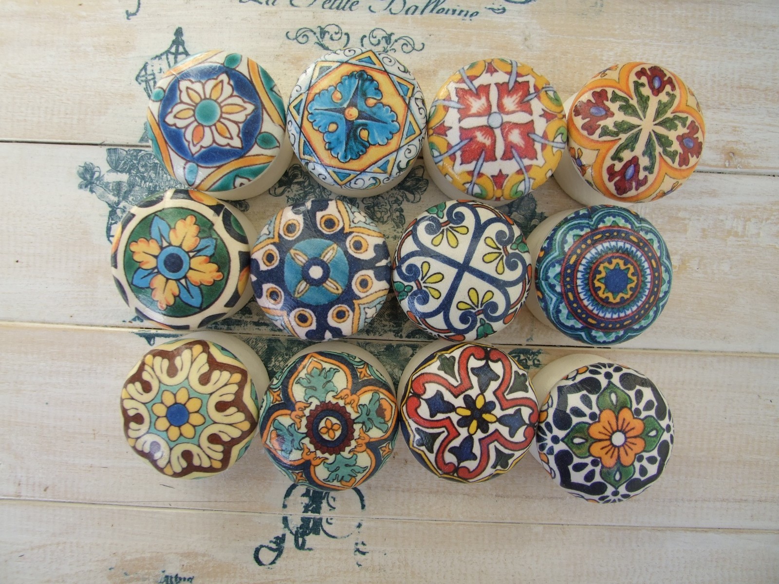 SPANISH TILE STYLE DECOUPAGE CUPBOARD KNOB, DRAWER KNOB | eBay UK