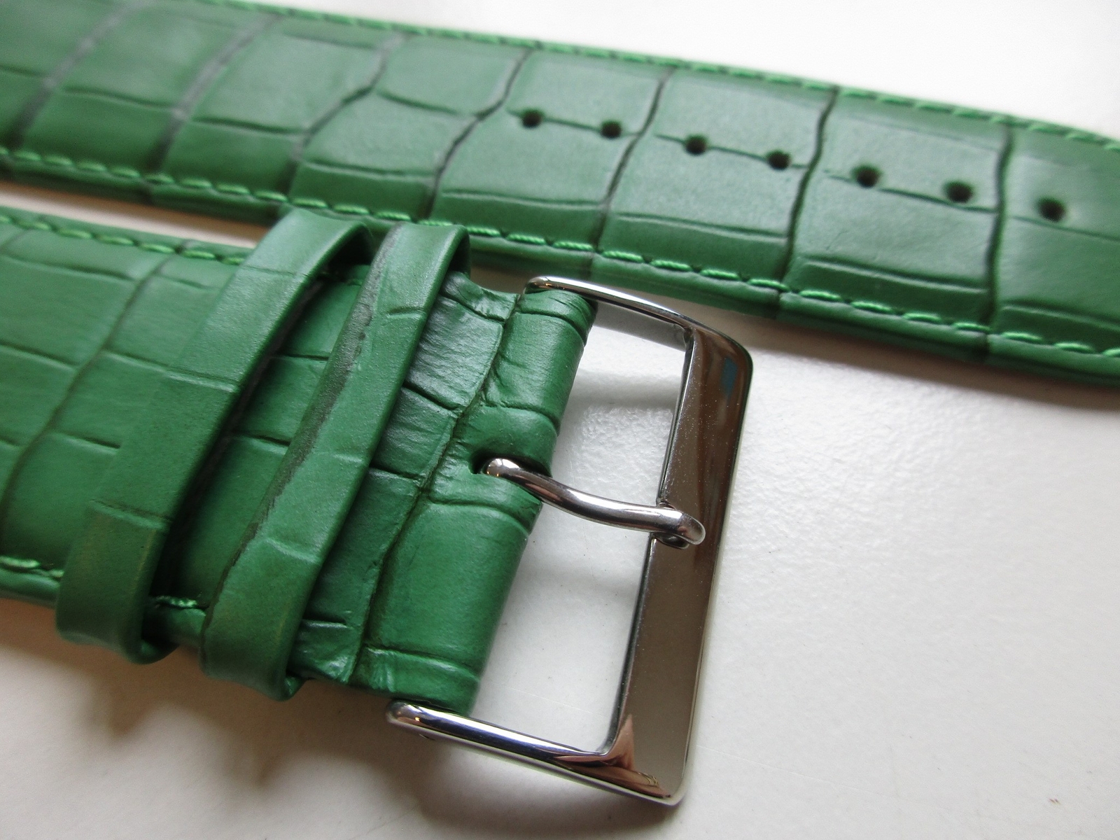 Pickle green alligator print 30 MM leather watch band strap | eBay