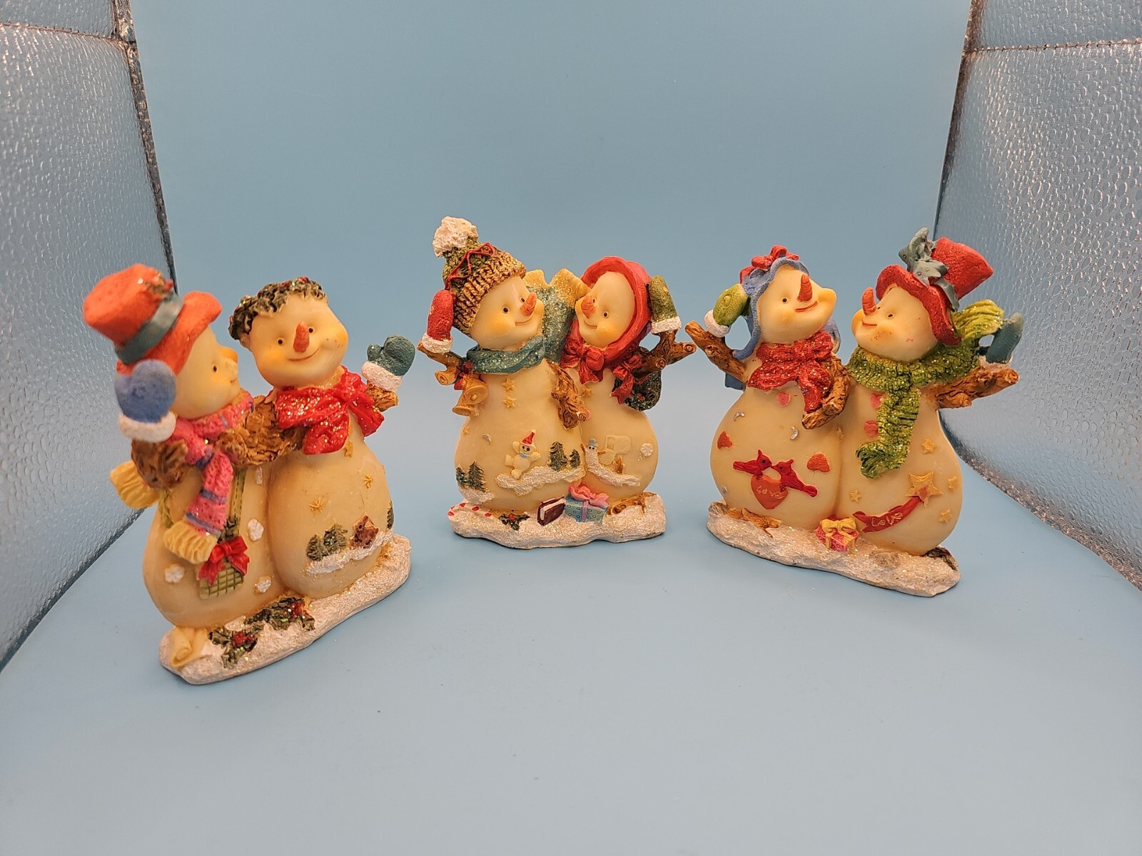 3 Cast Resin SNOWMEN 4" Tall CHRISTMAS DECORATIONS (OK) | eBay