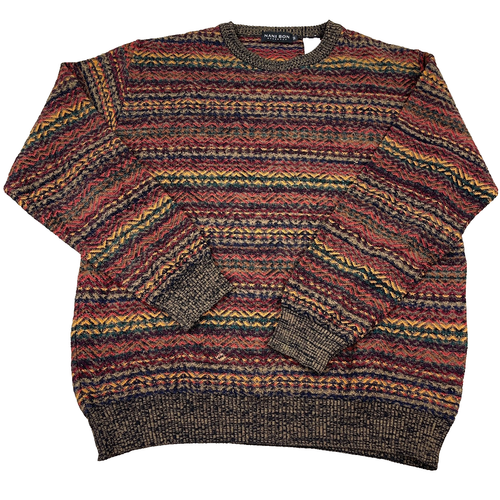Nani Bon Sweater Men Size 52 Orange Tan Wool Blend Crew Neck Made In ...