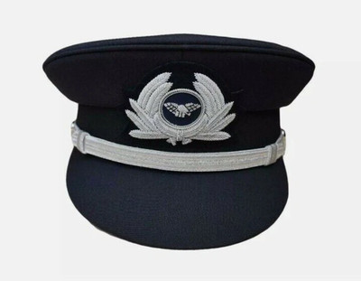 Pilot Cap with Generic Silver Cap Badge Navy Blue Airline Cap Made to ...