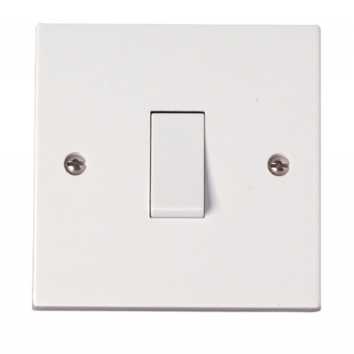 Single Gang Light Switch 1 Gang 1 Way or 2 Way White Plastic 10A Wall ...