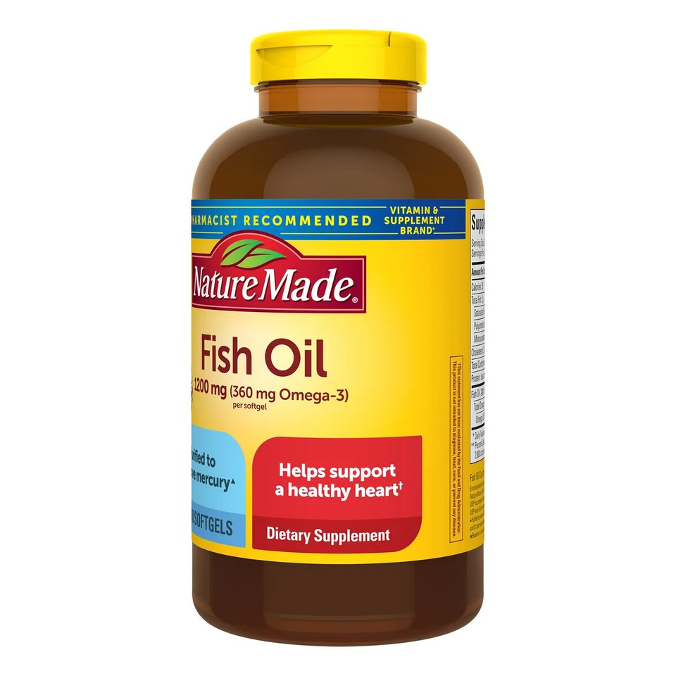 Nature Made Fish Oil 1200 mg, 300 Softgels, Omega-3 360 mg/Softgel, USP ...