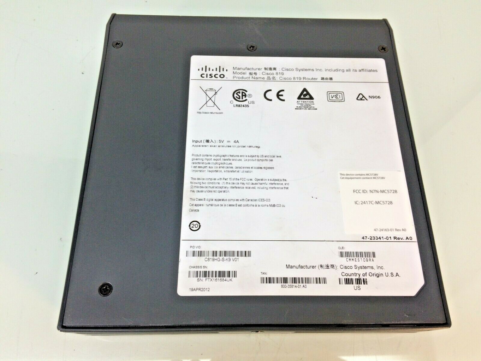 Cisco 4-Port Wireless Router (C819HG-S-K9) for sale online | eBay