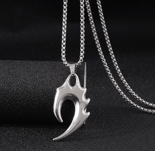 Silver Spiked Scythe Blade Necklace | eBay