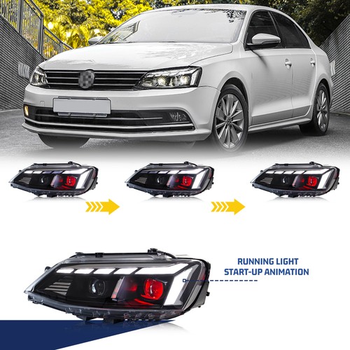 LED Headlights Front Lamps Assembly Left Right Pair For VW Jetta MK6 ...
