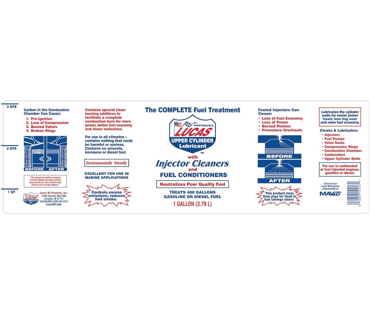 Lucas Oil 10013 Upper Cylinder Lubricant and Injector Cleaner, 1G (Pack ...