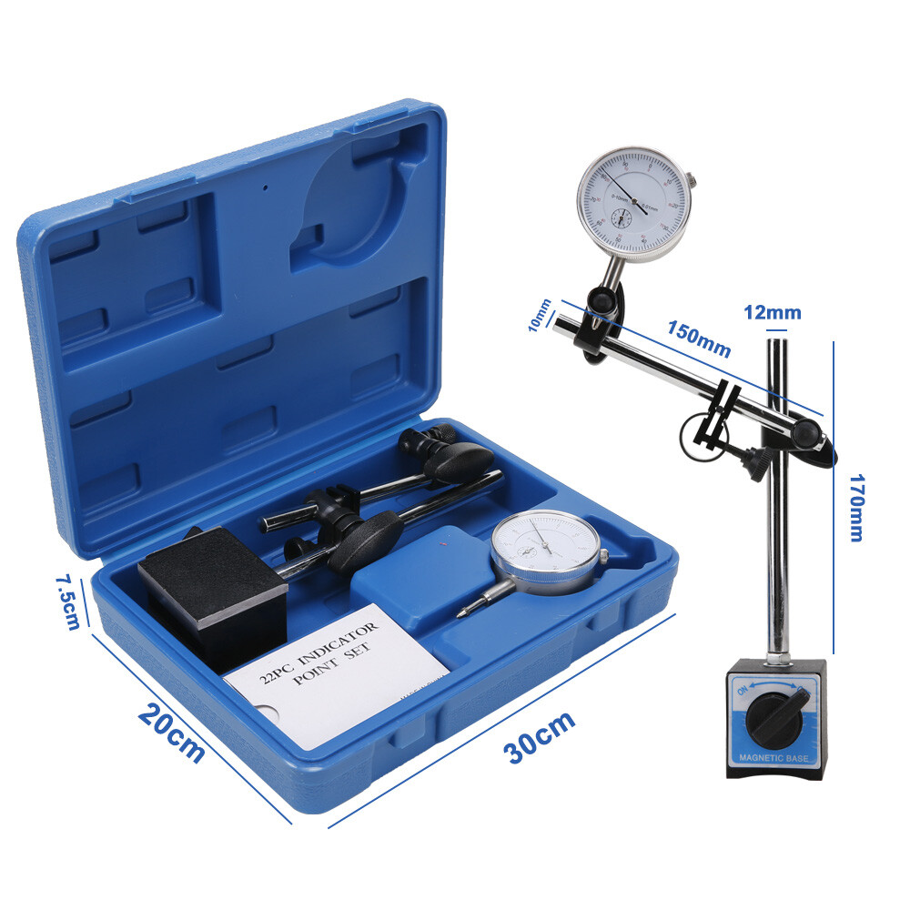 Magnetic Base Dial Indicator Gauge 0-10mm 60kg 22 Point Accuracy ...