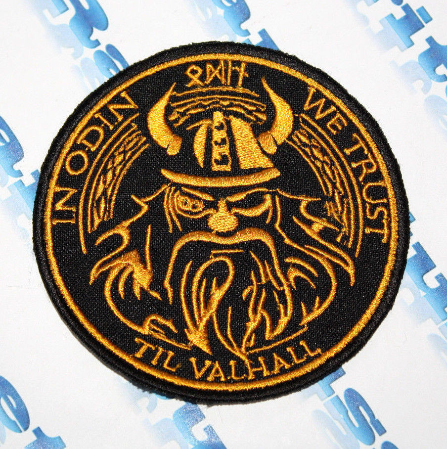 MORALE PATCH IN ODIN WE TRUST TIL VALHALLA VIKINGS EMBROIDERED HOOK ...