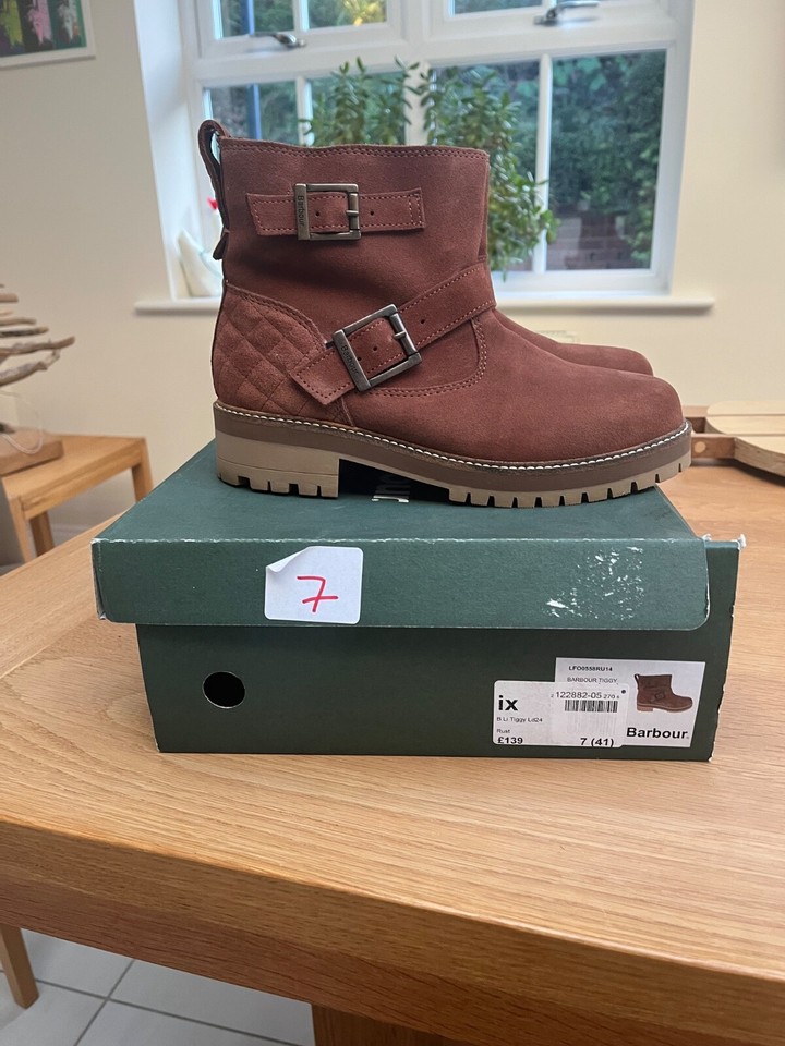 Barbour TIGGY Classic Suede Ankle Boots Rust Size UK 7m, EU 41 New with ...