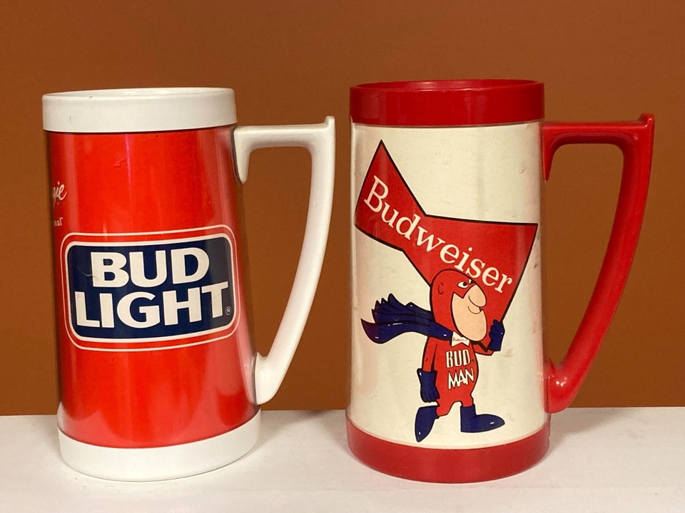 Budweiser Spuds Bud Man Beer Thermo-Serv Plastic Mug Steins 16oz 70s | eBay