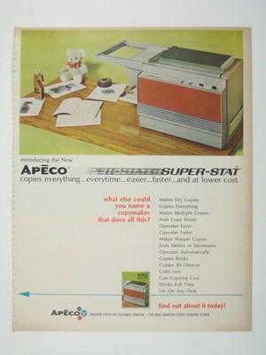 Apeco Super-Stat Copier Vintage 1960s Print Ad Office Copy Machine ...