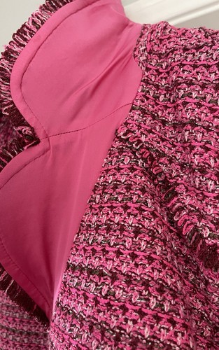 St. John Pink Multi-Color Metallic Threaded Tweed Woven Jacket Size 14 ...