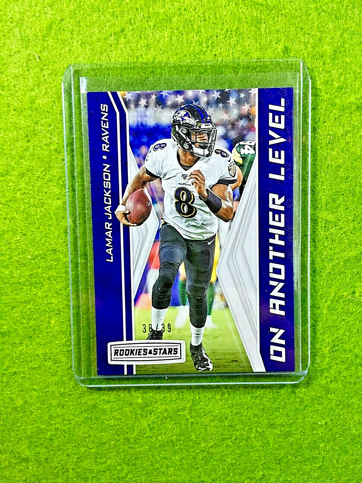 LAMAR JACKSON CARD JERSEY #8 RAVENS #/39 SSP INSERT 2019 Panini Rookies ...