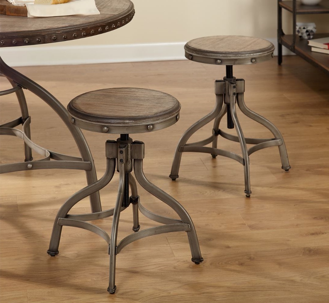 Metal Adjustable Industrial Stool Swivel Set of 2 Kitchen Height Seat ...