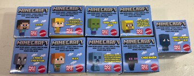 Mattel Minecraft Mob Head Boxed Mini 9 Figures Squid Steve Gold Alex ...