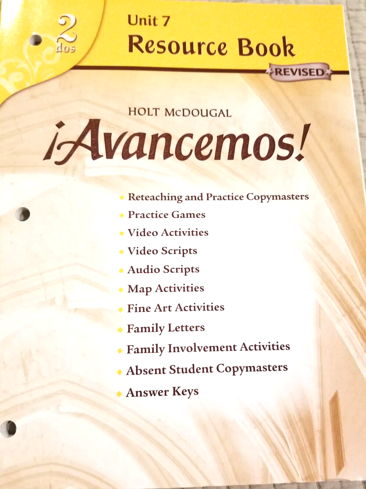 ?Avancemos!: Unit 7 Resource Book 7 BK 7 Spanish Level 2 9780618753611 ...