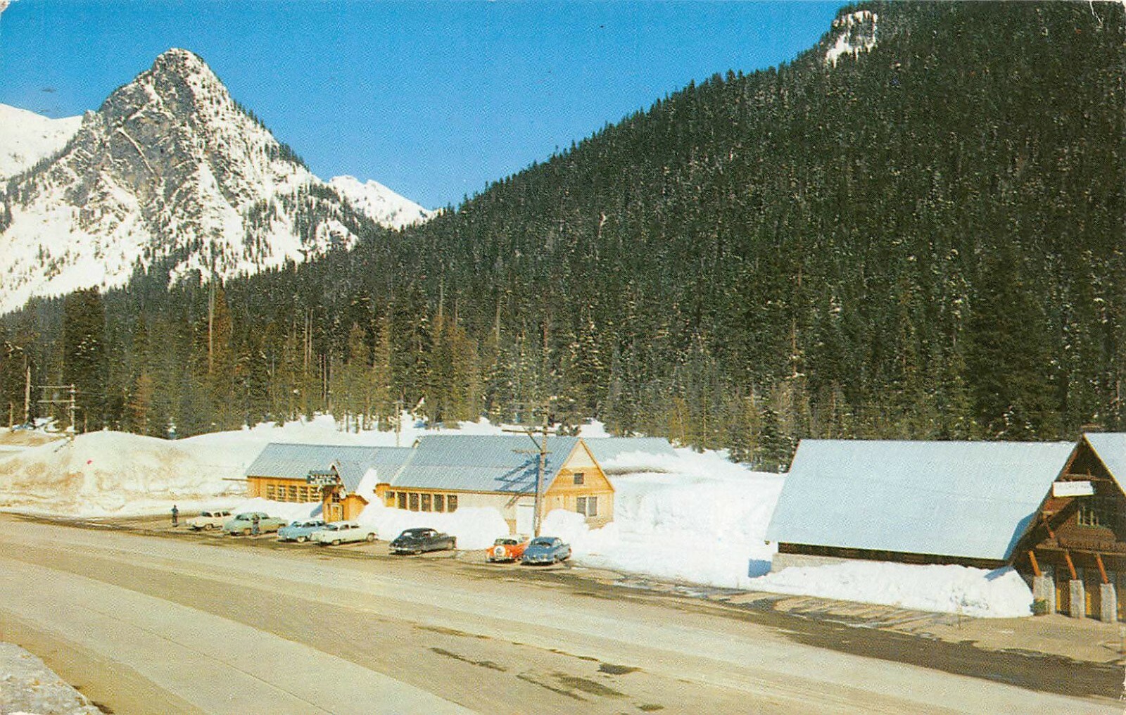 Summit Inn Ski Resort Vtg Cars Hwy Scene Snoqualmie Pass ,WA Vtg 1962 ...