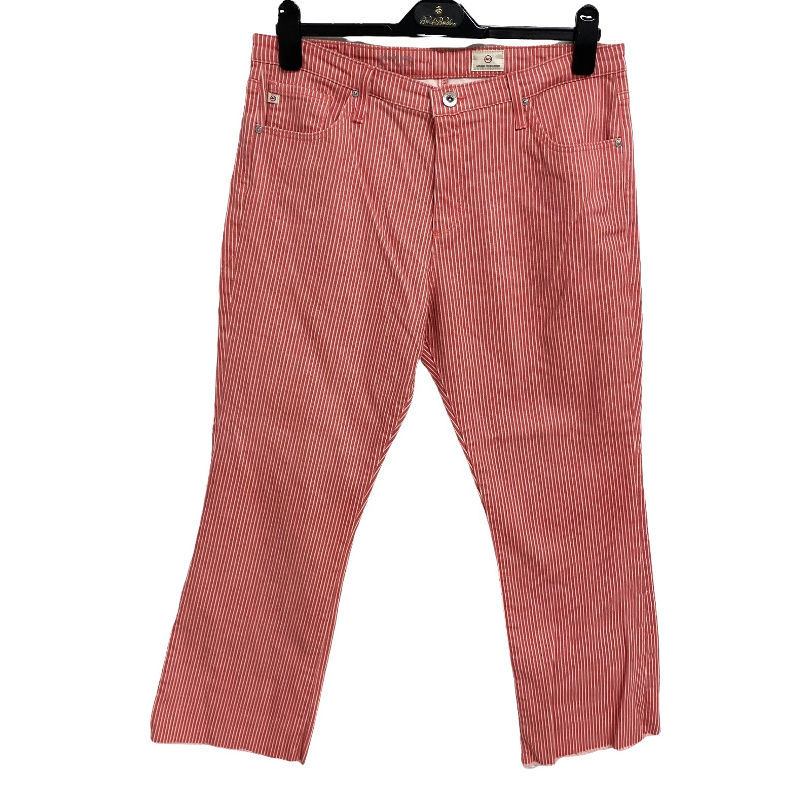 Adriano Goldschmied Women's High Rise Slim Flare Crop Red Striped Jeans ...