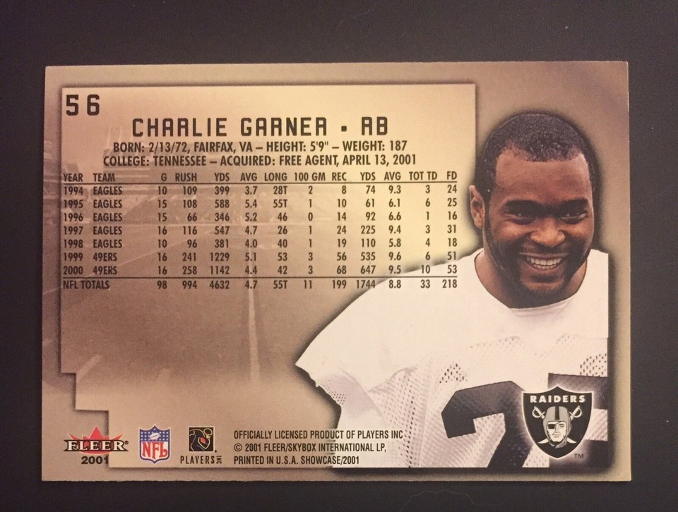 Charlie Garner 56 Fleer 2001 NFL Trading Card | eBay
