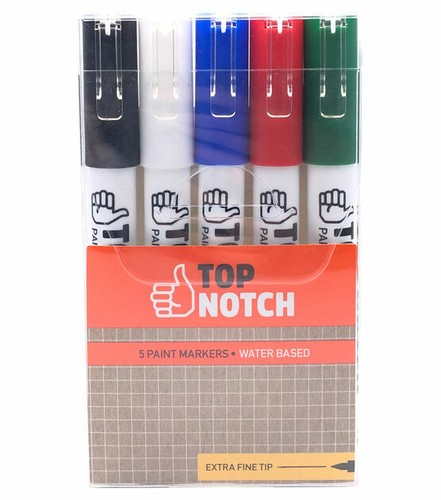 Top Notch 5 pk Extra Fine Tip Water Based Paint Markers 1737-2384 NEW ...