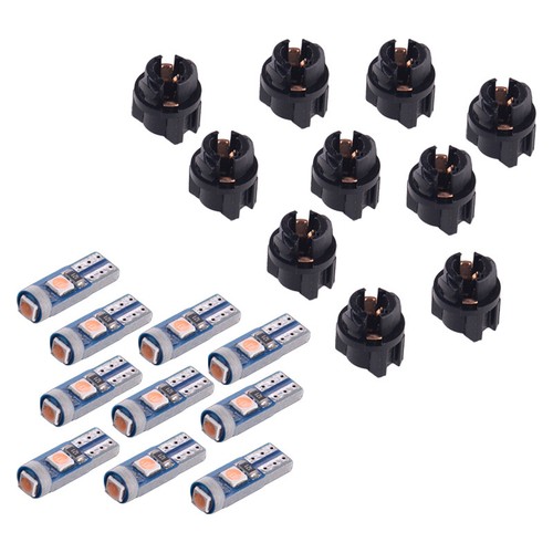 10pcs T5 74 3SMD-3030 LED Bulbs w/Socket For Instrument Gauge Cluster ...