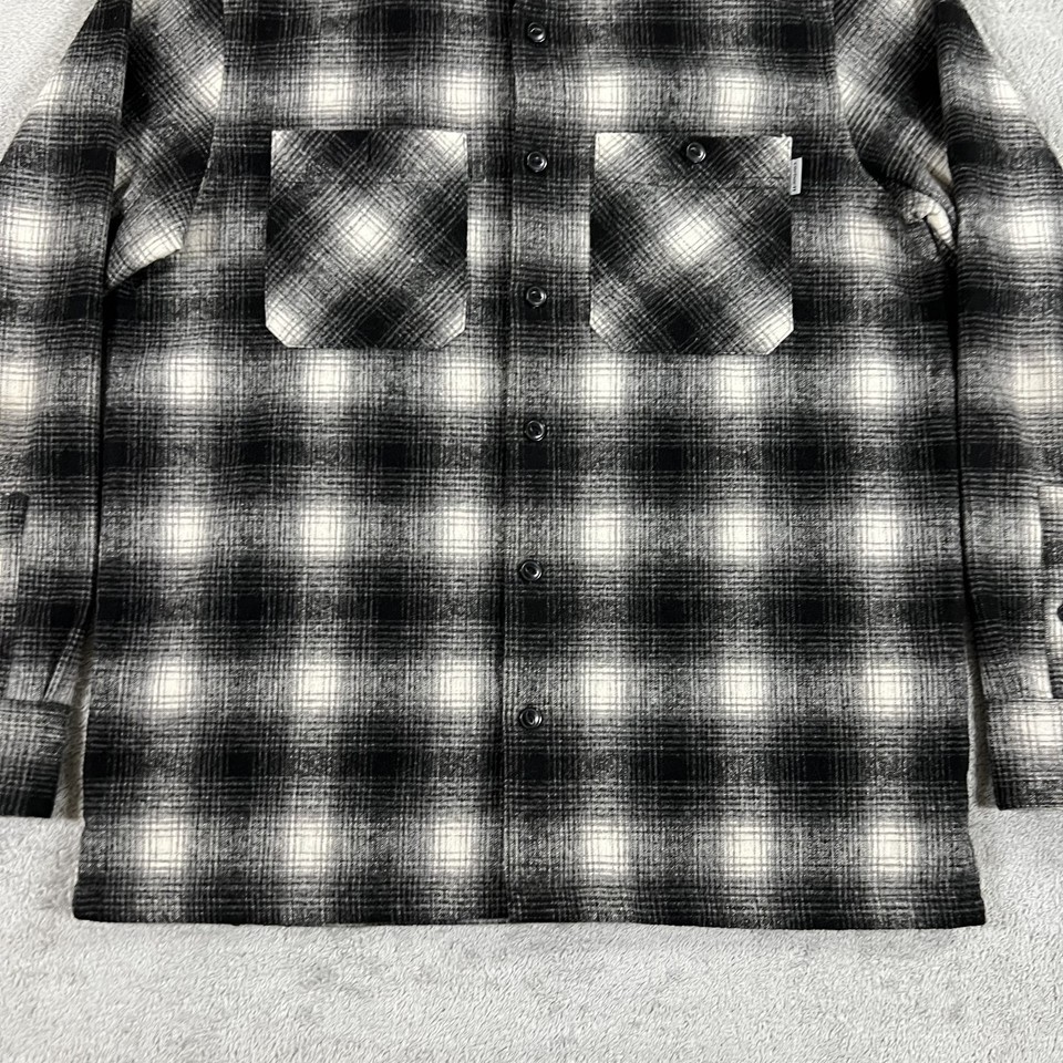 Carhartt Shirt Mens Medium Black White Halleck Overshirt Wool Blend ...