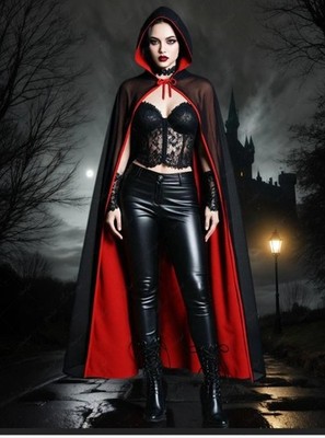 Vampire Cape Hooded Tie Cloak Halloween Onr Size US 2-10 | eBay