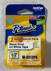 Pack Of 2 Genuine Brother M231 P-Touch Label Tape 1/2” Black on White ...