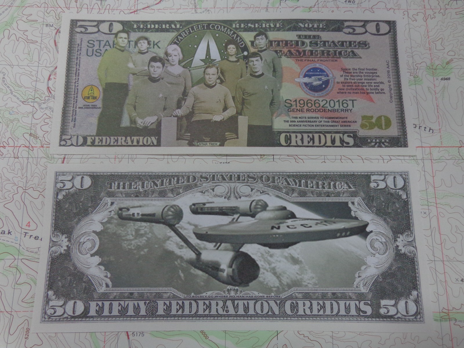 8 Bills: 50 Federation Credits STAR TREK, Capt Kirk ~ $1,000,000 ...