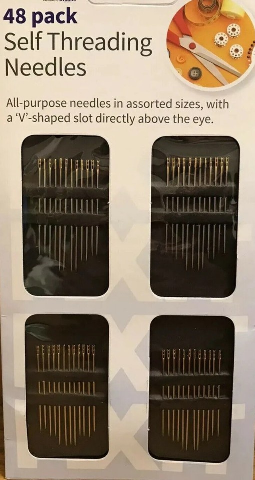 48 Piece Self Threading Needle Set Assorted Needles Home Sewing Kit ...