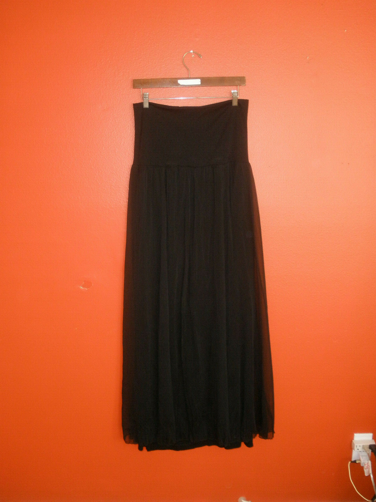 Willow and Clay Black Combine Materials Maxi Skirt El… - Gem