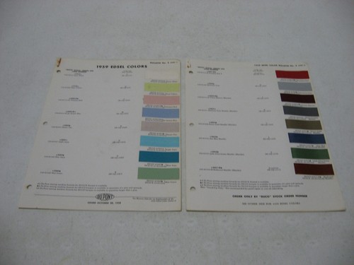 1959 Edsel Original DuPont 2 Page Paint Color Chip Chart | eBay